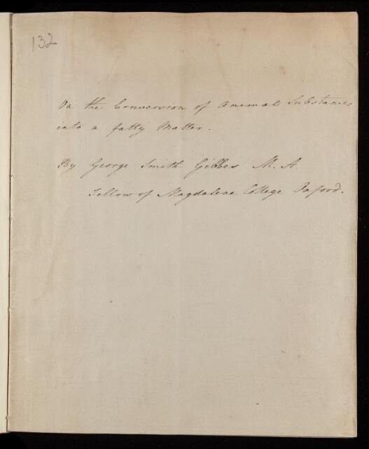 Paper, 'On the conversion of animal substance into a fatty matter' by ...