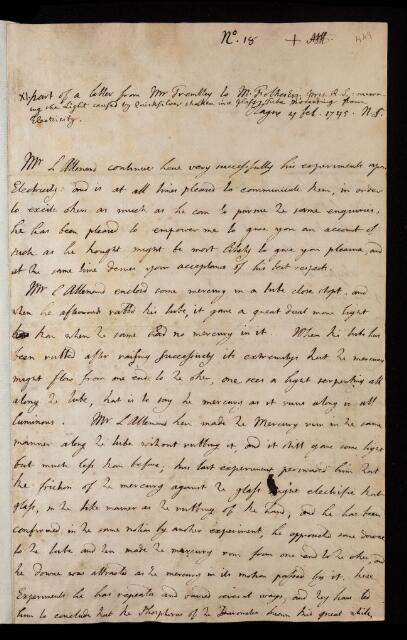 Letter, 'Of the light from mercury in glass tubes caused by electricity ...