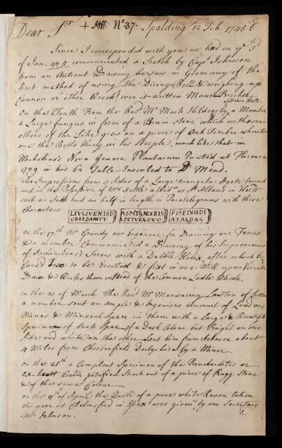 Letter, 'Miscellaneous notes - a print of an old diving-bell; a fungus ...