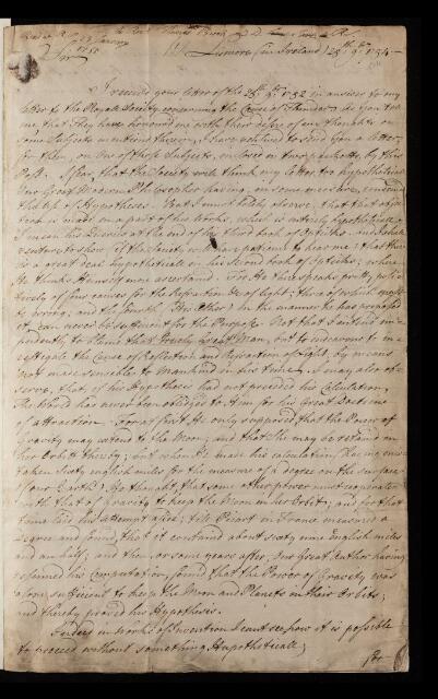 Letter, 'Of the ascent of vapours' from Henry Eeles to Thomas Birch ...