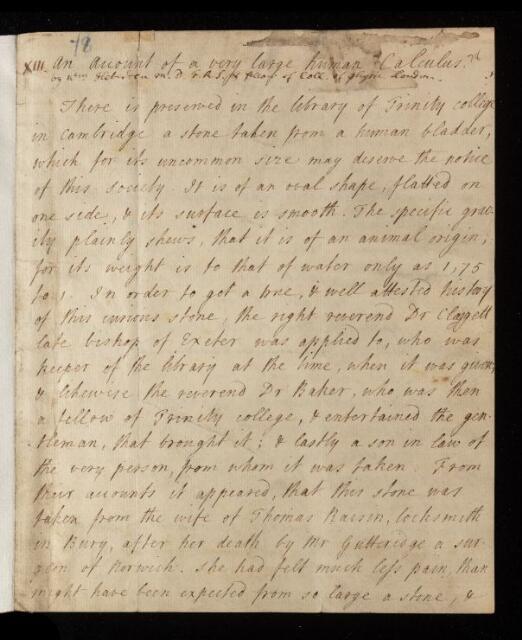 Paper, 'Of a calculus from a woman preserved at Trin. Coll. Cambridge ...