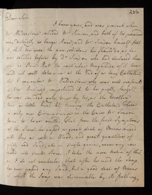 Letter, 'Of the Rev. Matthew Simson's case (calculus)' from Adam ...