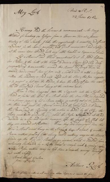 Letter, 'Of a fire escape' from Arthur Reid to the Royal Society | The ...