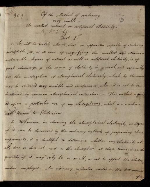 Paper, 'Of a method of rendering very sendible the weakest natural or ...